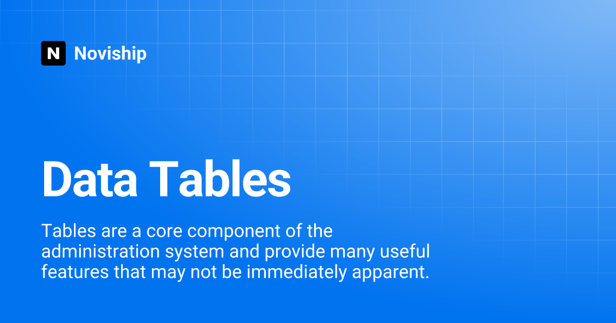 Data Tables | Noviship